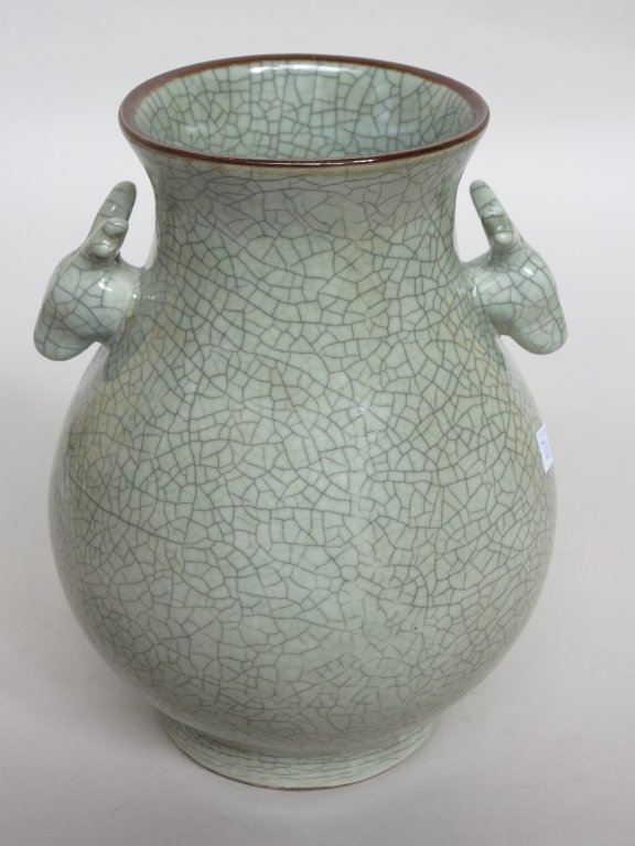 CHINESE CRACKLE CELADON VASE - Oct 07, 2012 | Braswell Galleries in CT