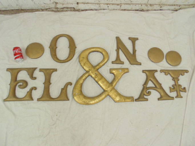 Lot 5 Vintage 5 Gilt Letters & Sign