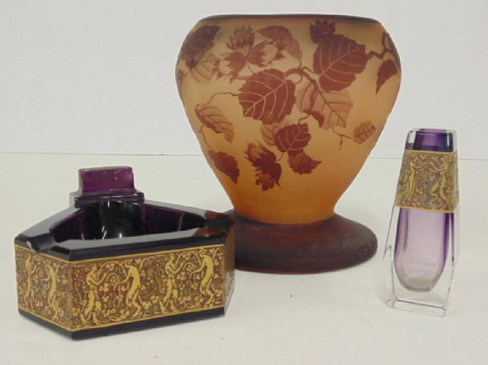 Moser, Karlsbad Cameo Cut Vases, Ashtray