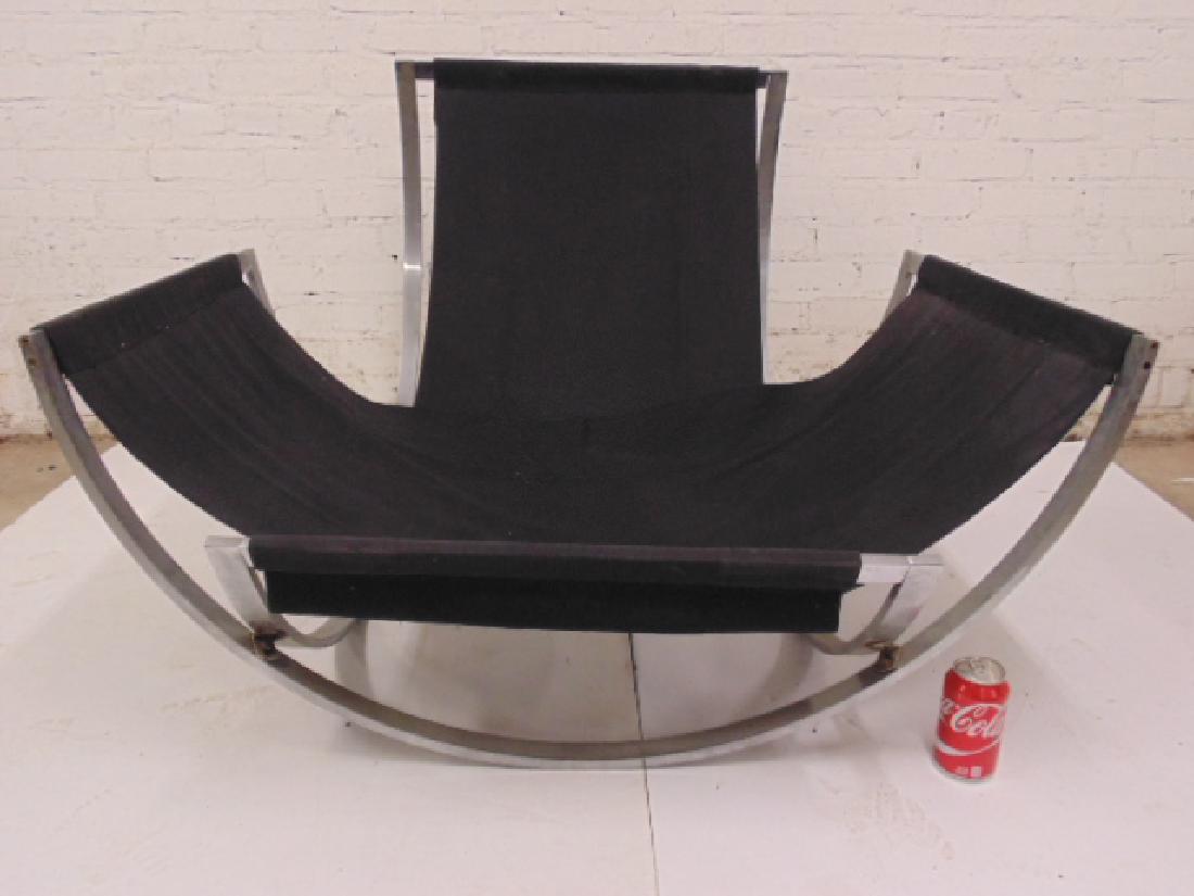 Mid Century curved steel base sling chair