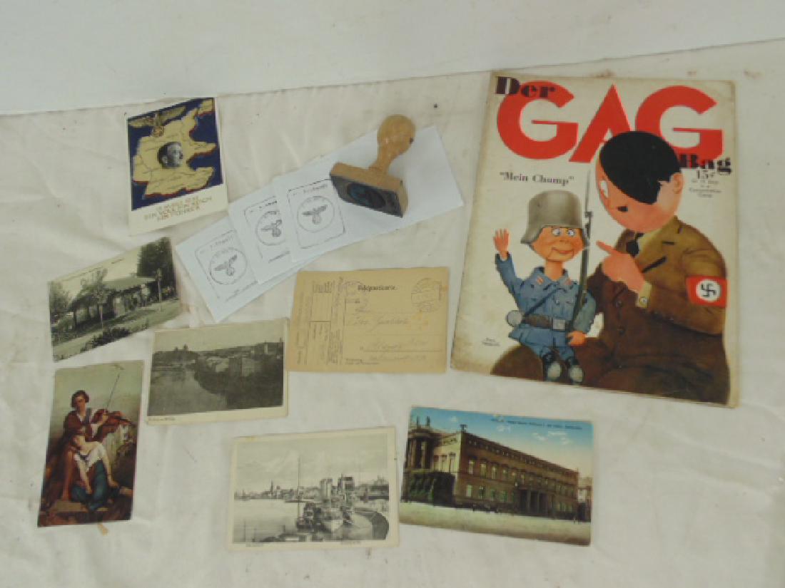 Lot Wwii German Nazi Postcards, Seal & Satire Magazine,
