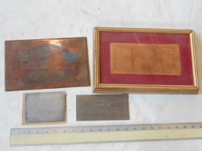 4 Engraving Plates, Currency Plates, 2 Steel Two