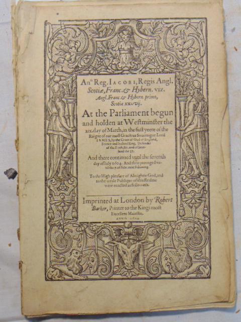 Book, London, 1604, "AT the Parliament Begun and Holden - Feb 10, 2020 ...