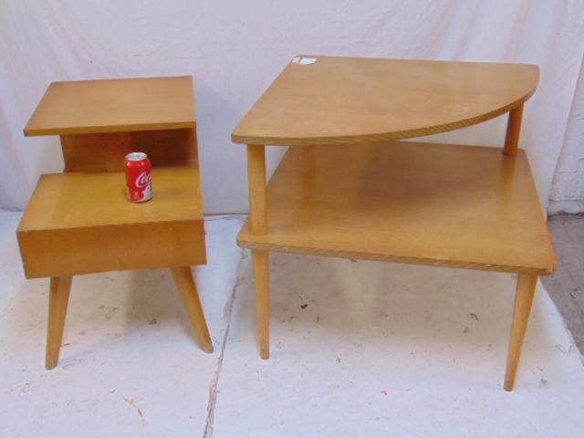 Mcm Corner Table & Side Table, One Drawer Step Back