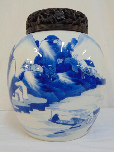 Chinese early ginger jar, with carved wood lid, blue & - Jun 29, 2020 ...