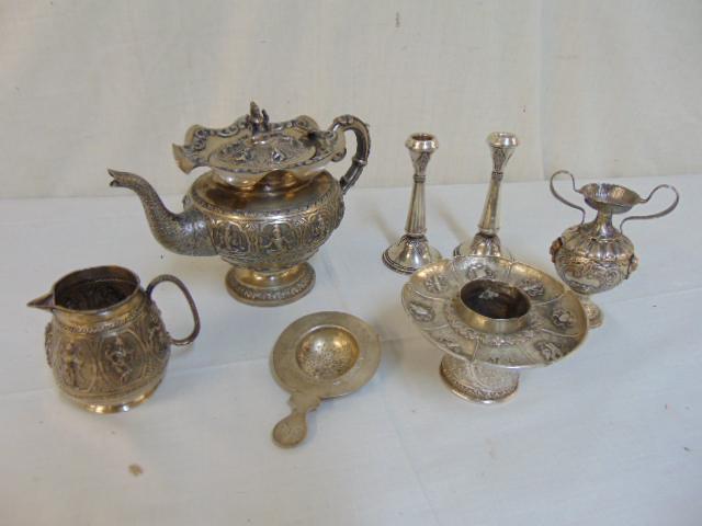 Lot Silver Hollowware, Indian, Thai (?), Tea Pot,