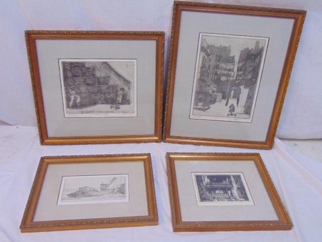 4 Etchings, By Mark Whitcombe, Various Subjects,