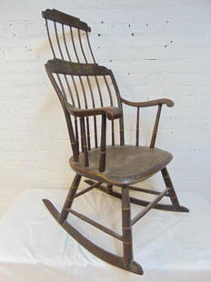Antique American Windsor Comb Back Rocking Chair