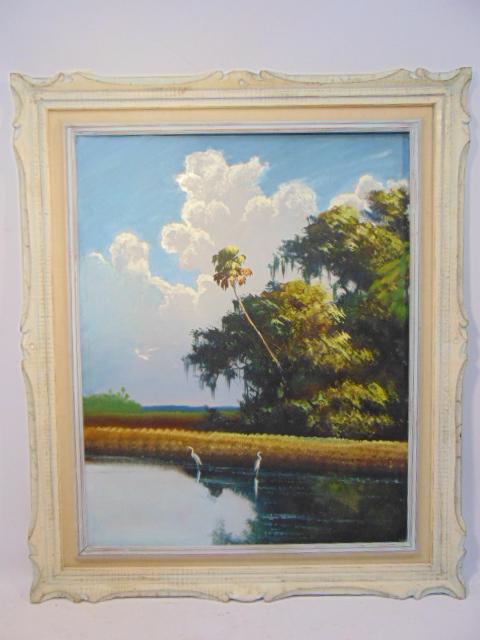 Painting, A. Black 1974 Florida Highwaymen, Swamp Scene