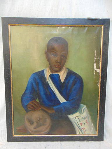 Painting, "bobby, The Magazine Boy", Elsa W. Bley, Oil On Canvas, Paint ...