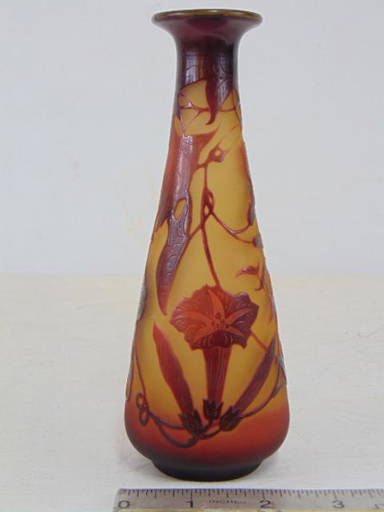 D'Argental cameo art glass vase, decorated with vines, flowers, 6 7/8 ...