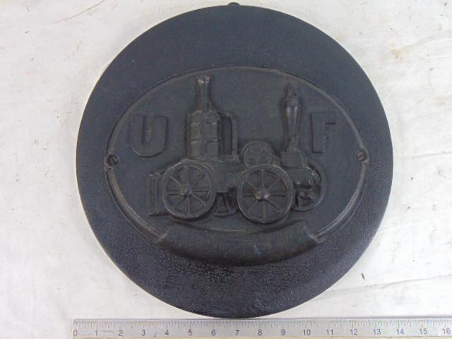Antique Cast Iron Fire Marker, U.f. Fire Apparatus, 11.5" By 9" (iron Only)