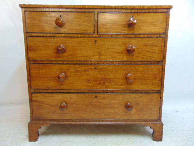 Antique mahogany chest of drawers, 2 over 4, wood pulls, pine secondary ...
