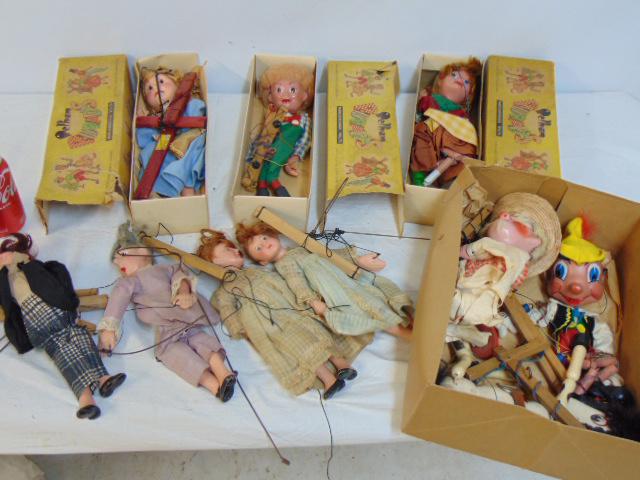 Lot Vintage Marionettes & Puppets, Several In Original Box, "pelham ...