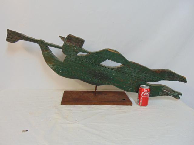 Painted Carved Wood Weathervane, Gabriel With Horn, Primitive ...