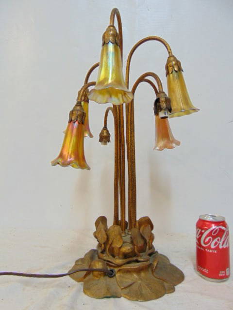 Tiffany 7 Light Lily Table Lamp, Dore Finish, Tiffany Studios, New York ...