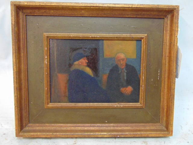 Painting, Man & Woman, Arthur Coppedge, Oil On Masonite, Signed Lower ...