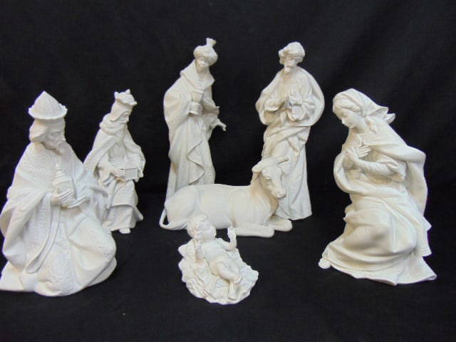 Lladro Porcelain Nativity Set, 3 Wise Men, Mary, Josef, Jesus & Cow, In ...