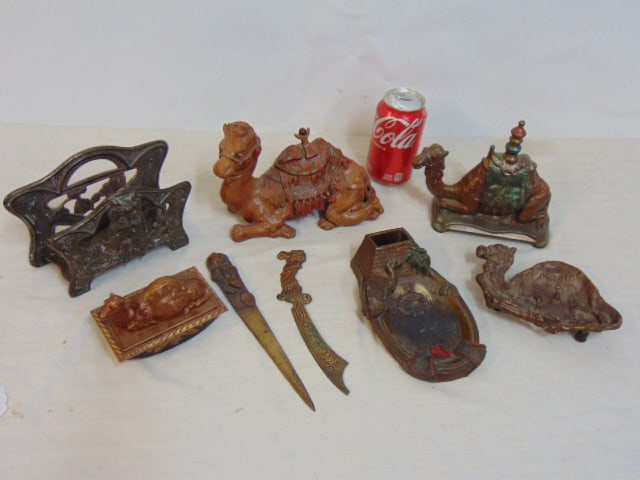 Camel Figural Item Lot, Spelter Camel, Painted Cast Iron Camel, Camel ...