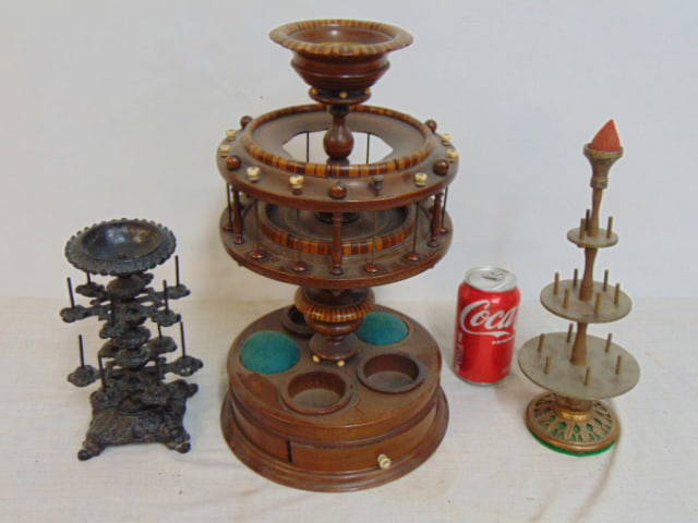 3 Rotating Sewing Stands, Thread Holders With Pin Cushions, Including ...