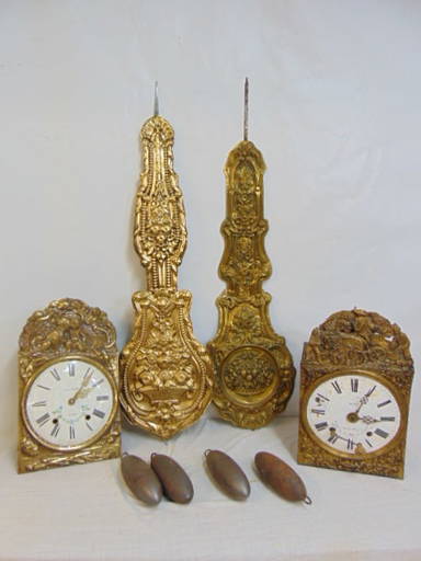 Two Brass Faced Wall Clocks With Brass Pendulums, With Extra Parts ...