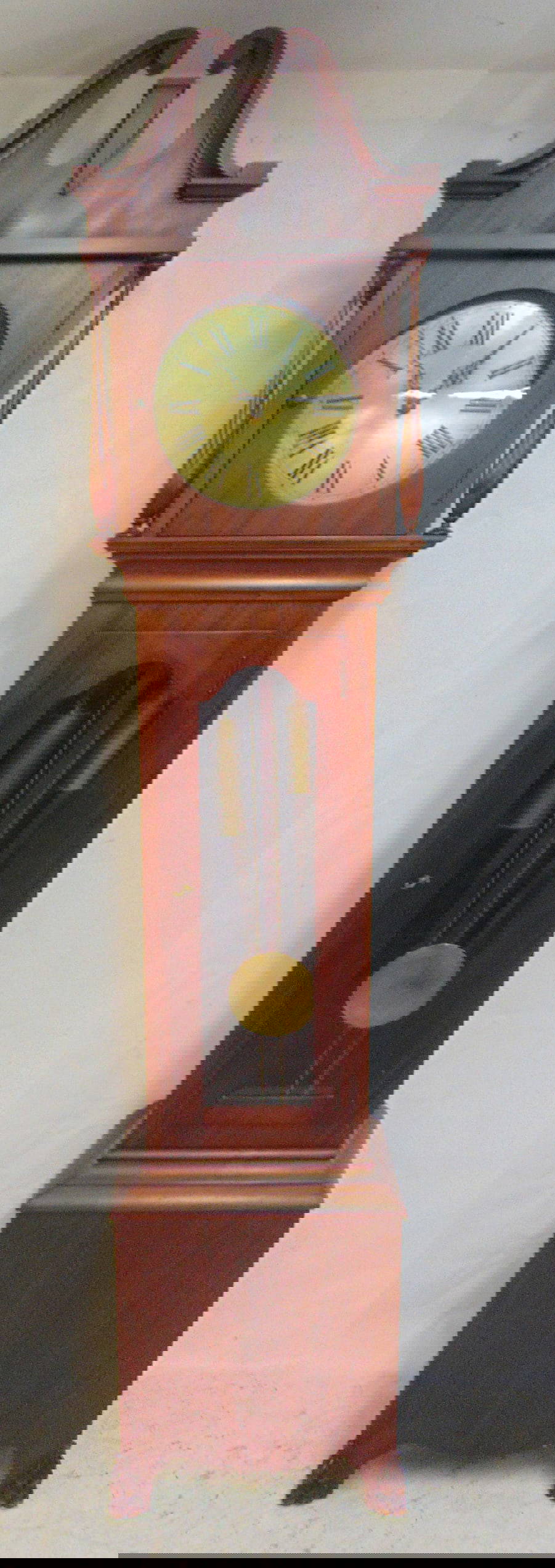 Mahogany Tall Case Grandfather Clock, Brass Dial, No Make, Two Brass ...