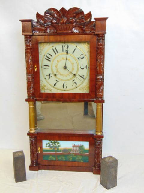 Birge & Ives Mantle Clock With Eglomise Panel, "8 Day Clock, By Birge ...