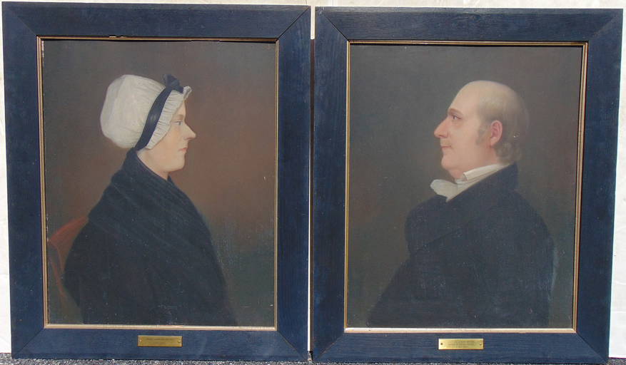 Pair Portraits, Capt. Hezekiah Betts, Soldier Of The Revolution, And ...