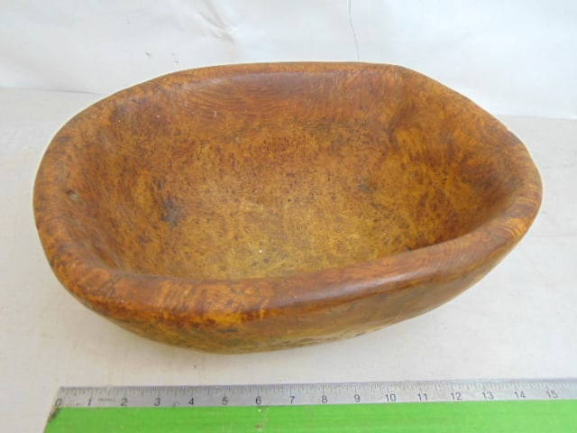 Carved Burl Wood Treenware Bowl, 15" By 12", Height Is 5.5", Ex Sotheby ...
