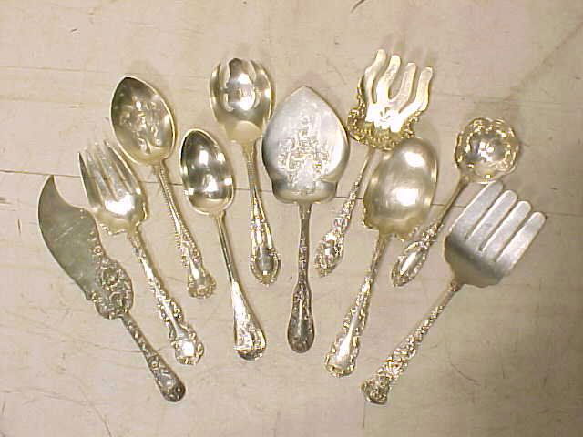 Lot fancy decorative serving spoons, sterling, 27.9T - Feb 11, 2013 ...