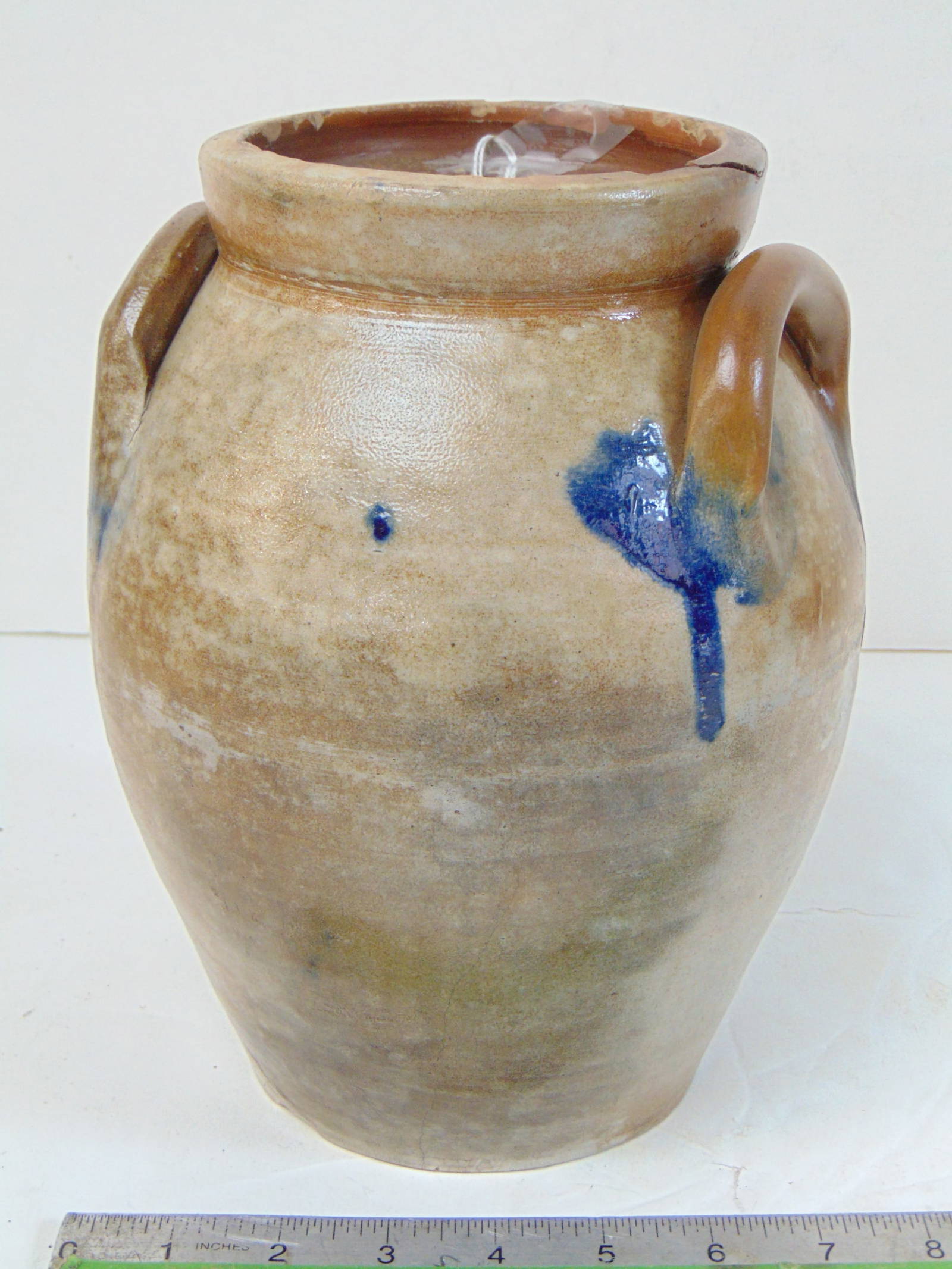 Stoneware Ovoid Storage Jar With Blue Drip Glaze Decoration Around Base ...
