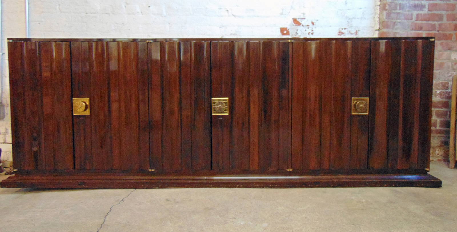 Mid Century Sideboard By Parzinger, Exotic Woods, Triple Double Door ...