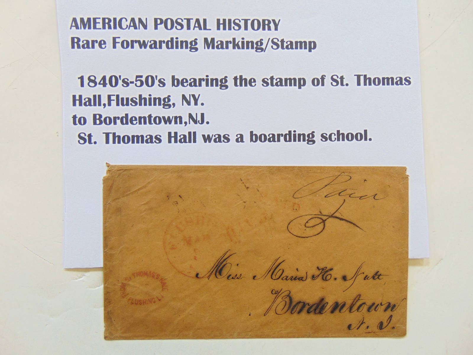 American Postal History, Rare Forwarding Marking/stamp, 1840's-5-'s ...