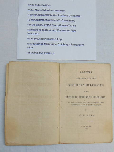 Booklet, Rare Publication By M.m. Noah, "a Letter Addressed To The ...