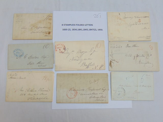 8 Stampless Folded Letters, Early To Mid 19th Century, Postmarks ...