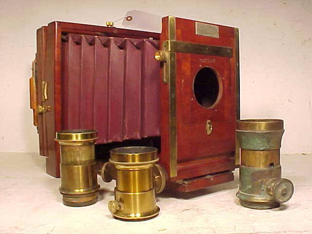 Wood Box Camera With 3 Lenses, American Optical Co.