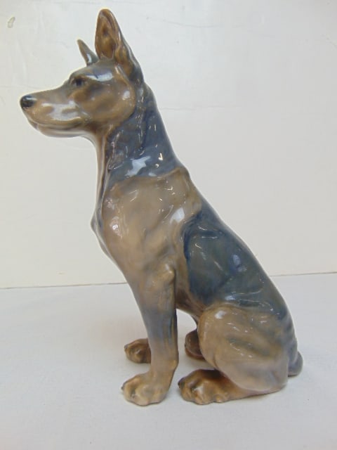 2 Royal Copenhagen Figurines, German Shepherd & Lynx, Shepherd Is 7.75 ...