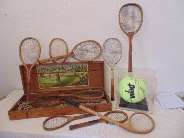 Lot Tennis Items, Early Rackets