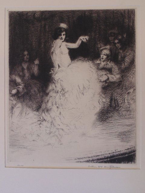 Etching, "scene De Music Hall", Arthur Wm. Heintzelman