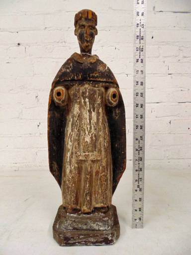 Santos Figure, Carved Saint, Paint Worn, 19.5".