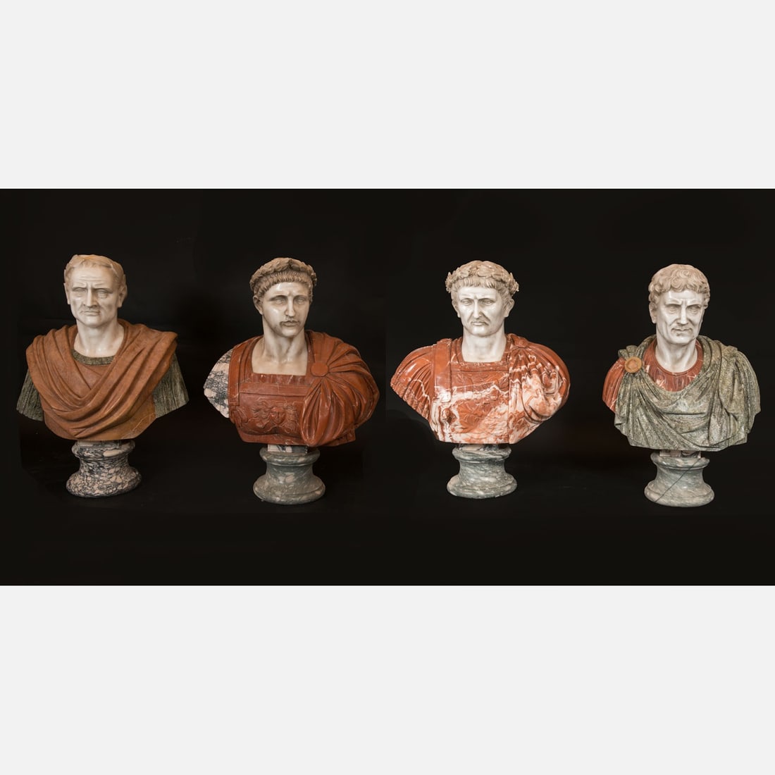 Four Monumental Busts Of Roman Emperors Auction