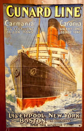 A Rare Cunard Line Shipping Poster, For The Carmania