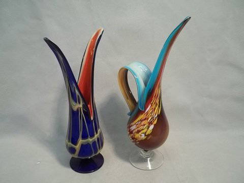 2 Baijan Art Glass Vases 15 Inch Nice