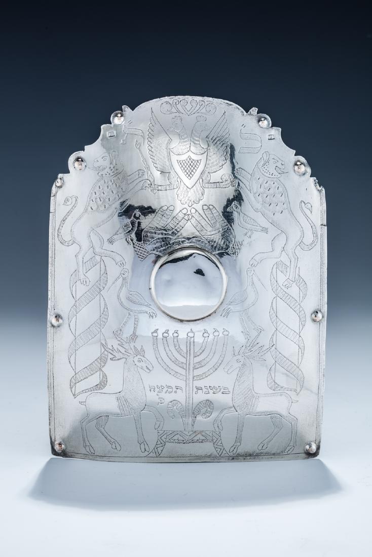 107. A RARE AND IMPORTANT SILVER TORAH SHIELD. Poland,