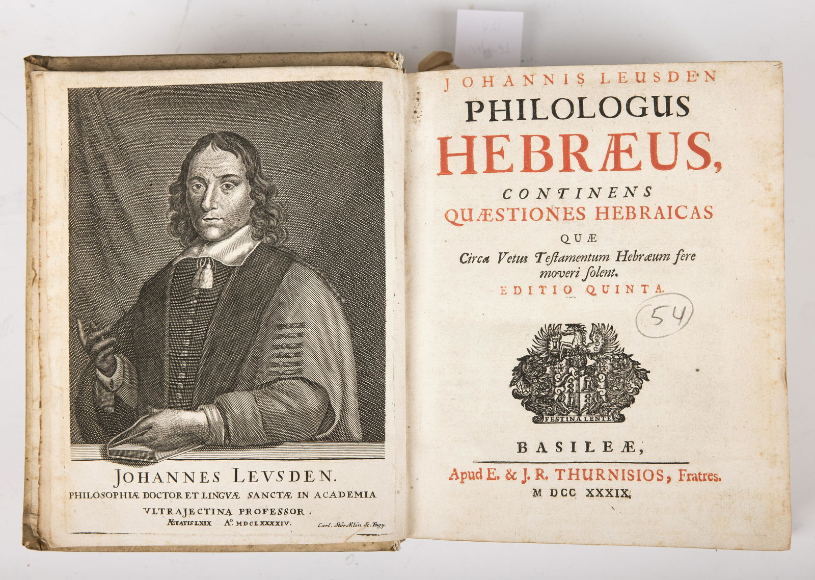Johannis Leusden Philologus Hebraeus Auction