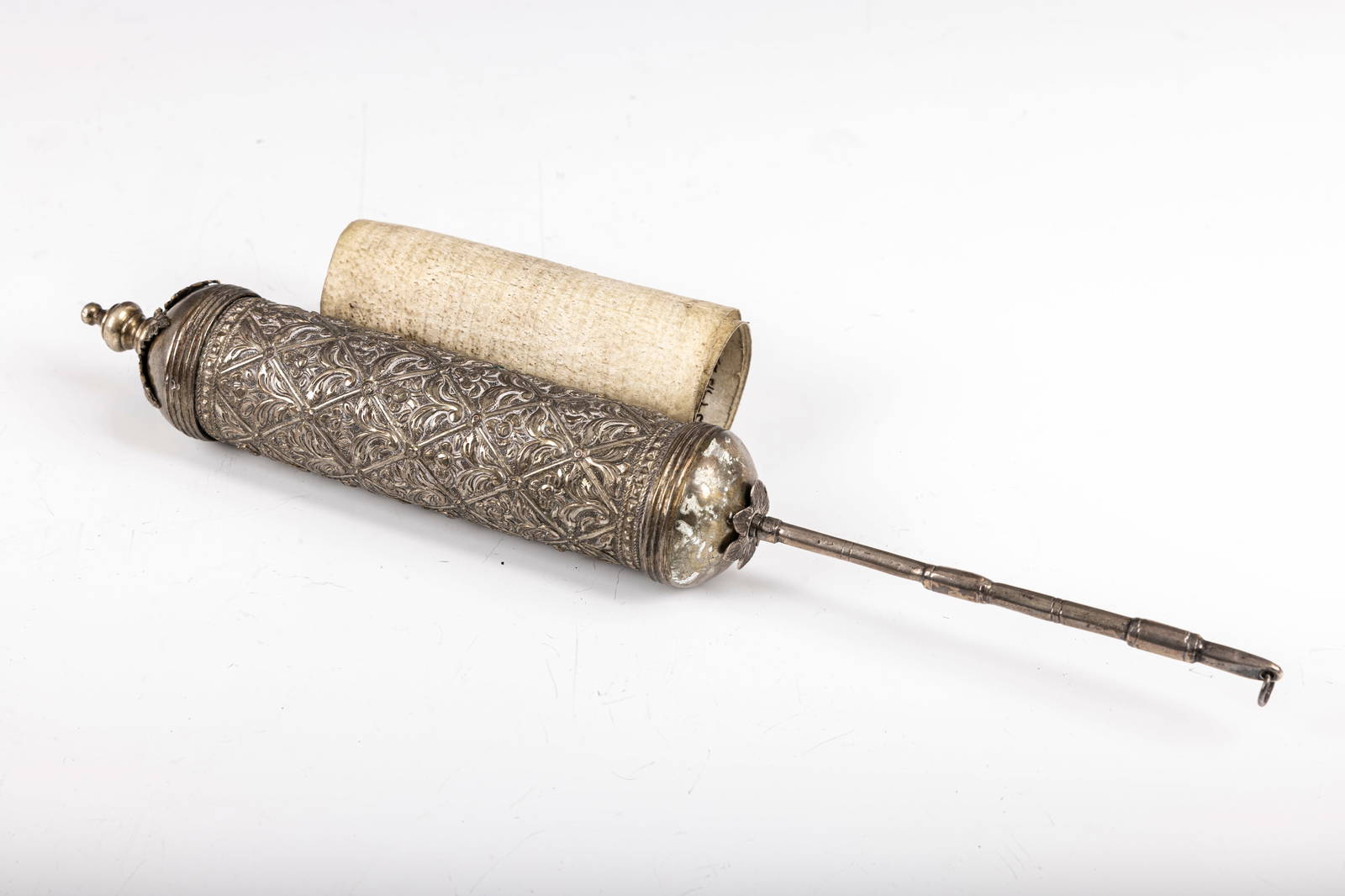 151. A Silver Megillah Case With Original Partial Megillah. Ottoman ...