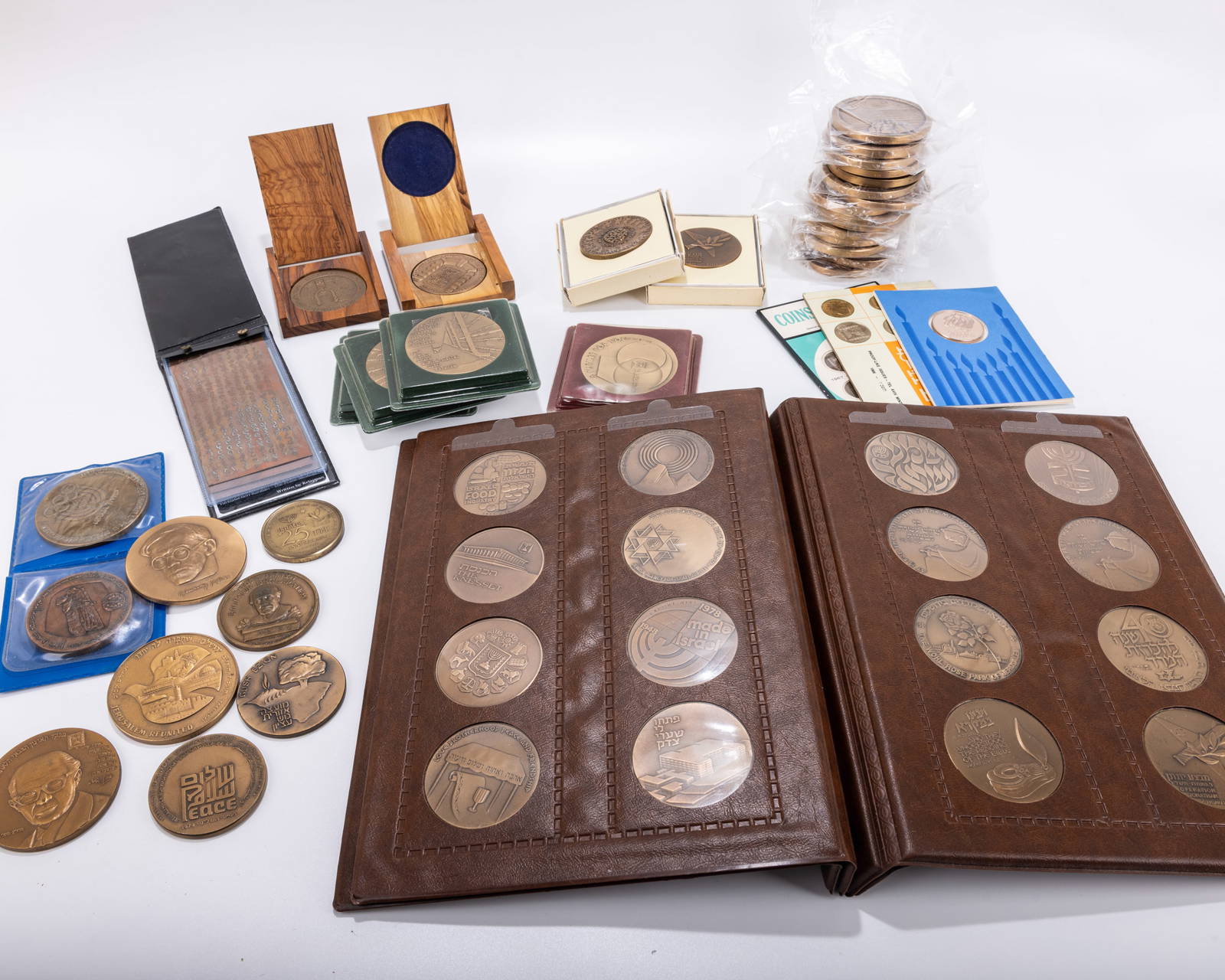 A Collection Of 47 Israeli Brass Commemorative Medals. Including Medals ...
