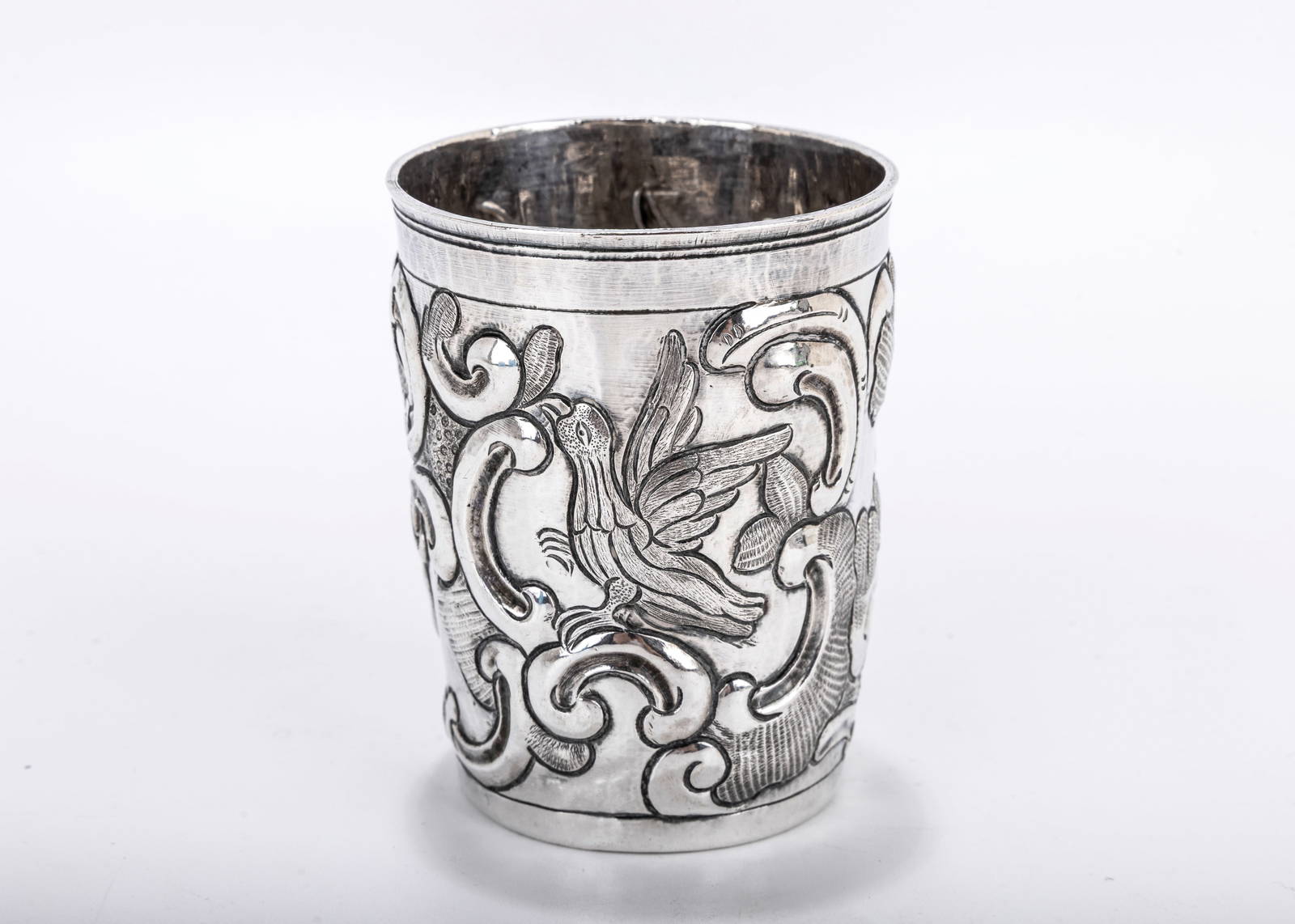 A Large 18th Century Silver Beaker. Moscow, 1780. Highly Decorated With ...