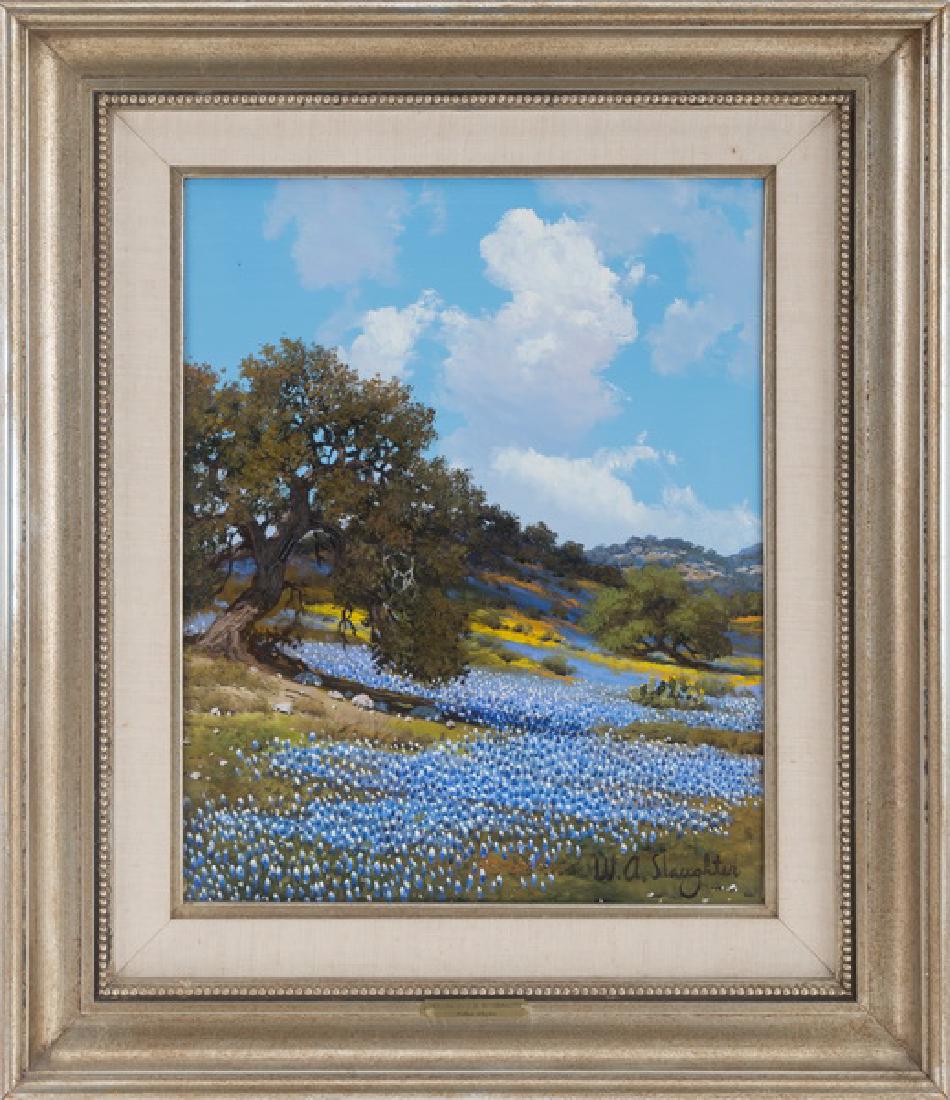 82: William A. Slaughter, "Bluebonnets" oil painting