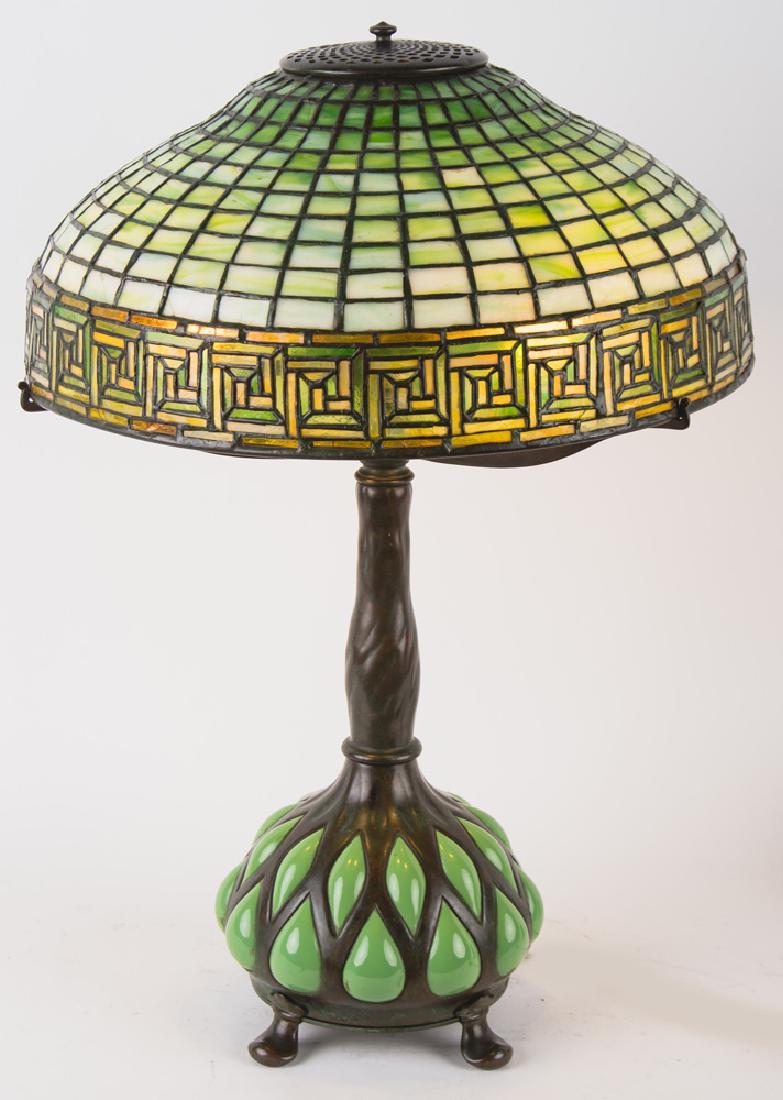 TIFFANY STUDIOS 'GREEK KEY' TABLE LAMP